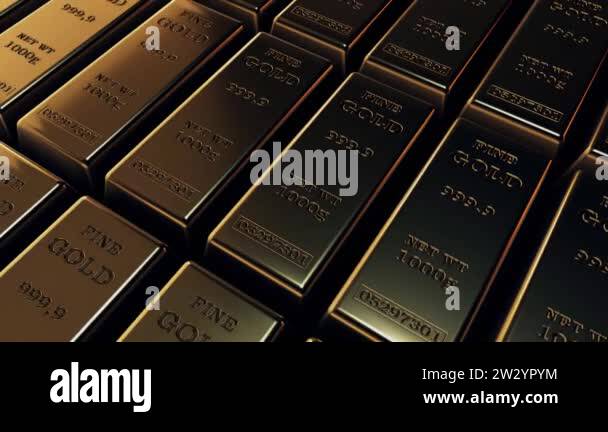 Gold Bars or Gold Bullion 3d animation of a lot of Gold Ingots v1 4k ...