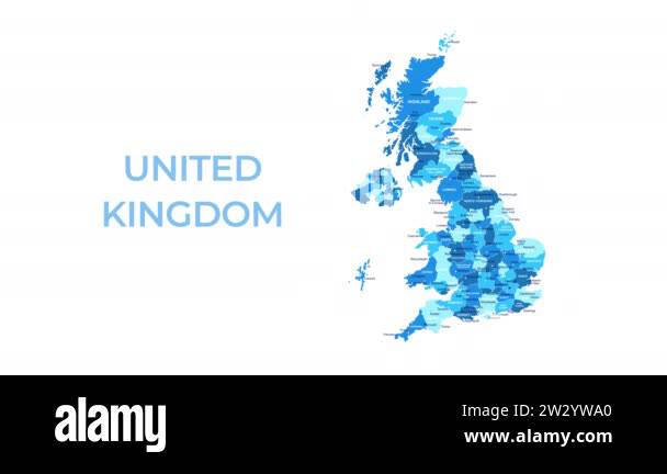 United Kingdom Map - Motion Graphic Cartoon Animation Footage. 4K ...