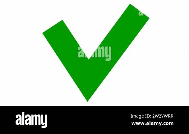 Animated green check mark appears. Flat vector illustration isolated on ...