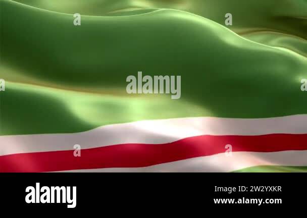 Flag of Chechen Republic of Ichkeria waving in the wind. 4K High ...