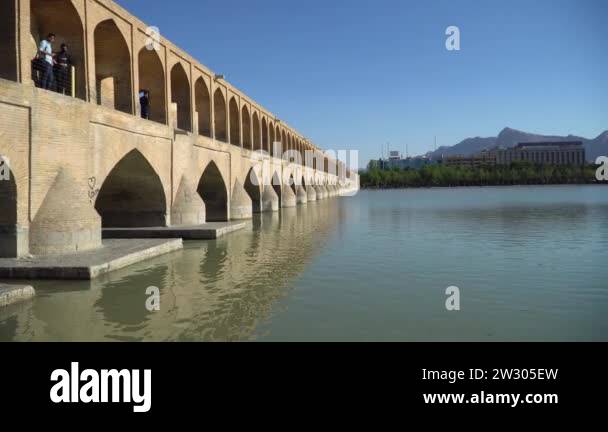 Isfahan, Iran - May 2019: Iranian people on Allahverdi Khan Bridge also ...