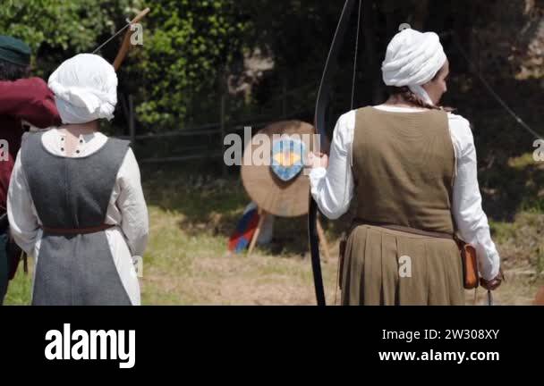 CANALE MONTERANO, ITALY - MAY 2018: Medieval archer in traditional ...