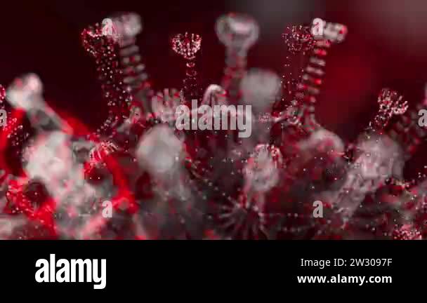 3D visualization of the coronavirus. Pathogens, and dna strand shown as ...
