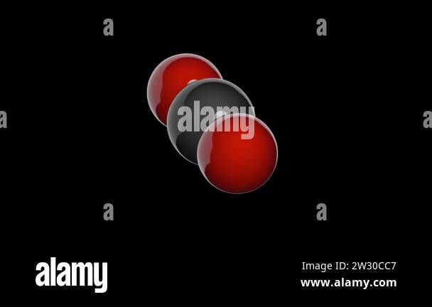 Carbon dioxide (formula CO2) is a colorless, odorless gas. 3D render ...