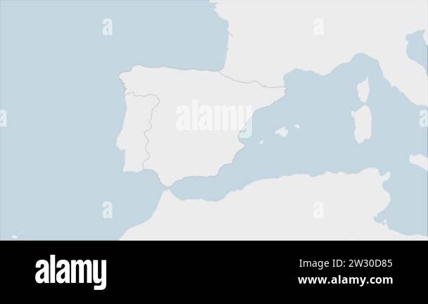 Spain map highlighted in Spain flag colors and pin of country capital ...