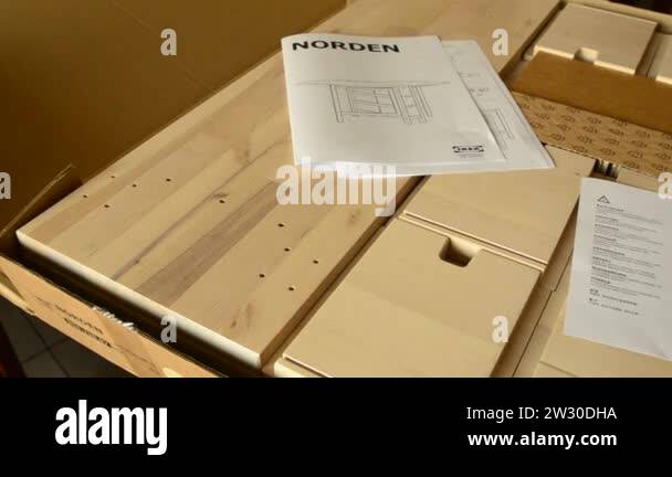 Turin, Italy - July, 2019: Pan on instructions for mounting the Ikea ...