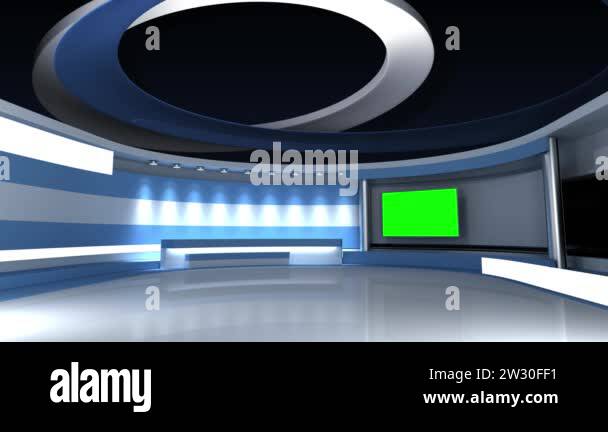 TV studio. Loop animation. News studio. Background for any green screen ...