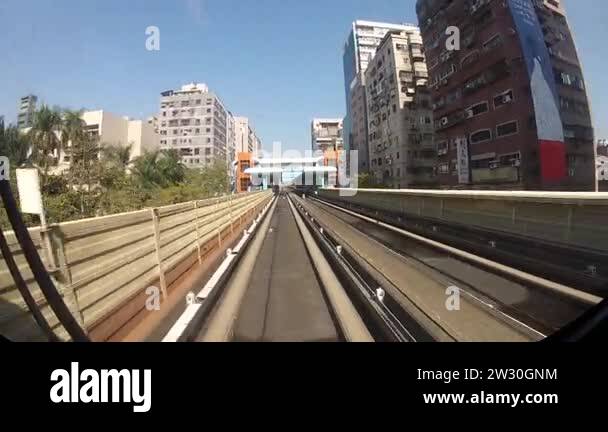 An elevated train, journey on the modern driverless Taiwan elevated ...
