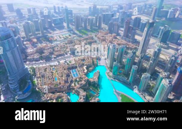 DUBAI, UAE - MARCH 3, 2020: Enjoy aerial view from Burj Khalifa At the ...