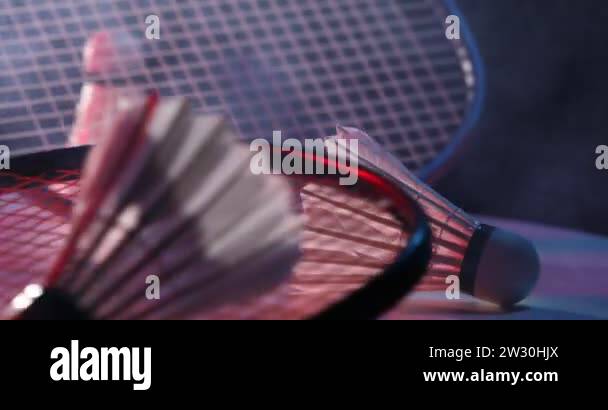 badminton set , Close up shuttlecocks on badminton, Badminton action ...