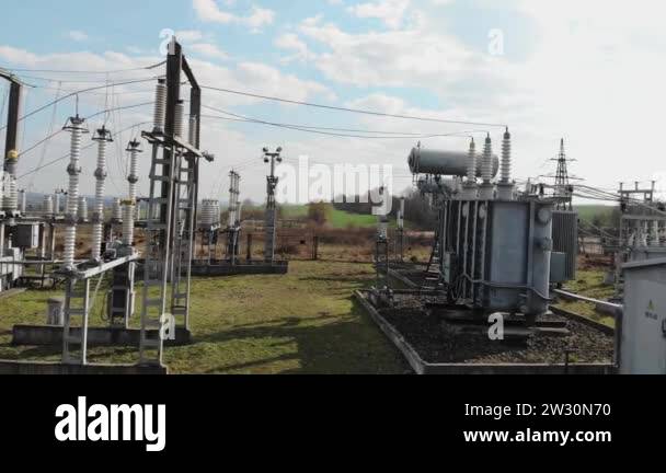 High voltage electrical substation. High voltage power plant for a ...