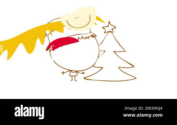 Bounce Spring Scale And Slide Animation Of Curious Boy With A Joyful ...