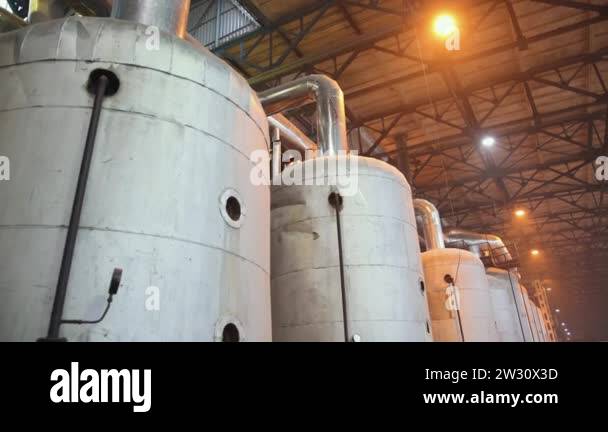 Manometer pipes, valve boiler room. Thermal power plant piping modern ...