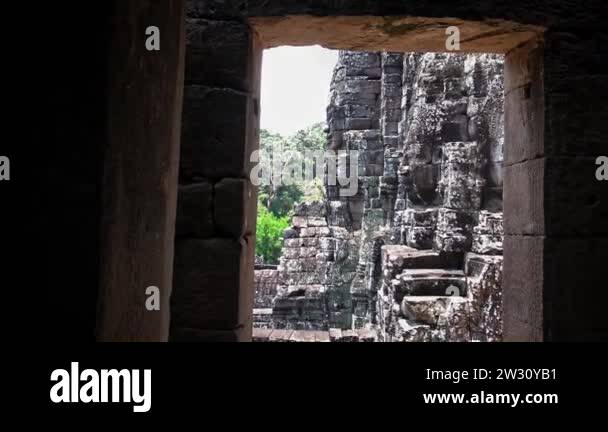 4K, Face towers depicting Bodhisattva Avalokiteshvara. Smiling faces ...