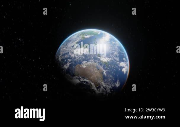 Dynamic epic shot of the Earth rising up in space. Dramatic view of the ...