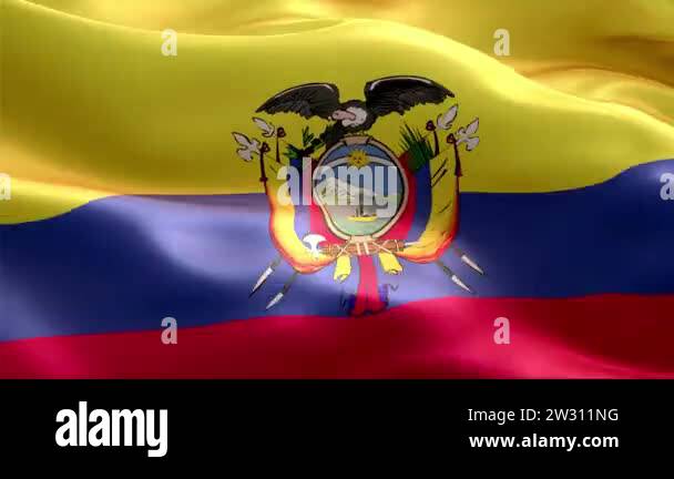 Flag of Ecuador waving in the wind. 4K High Resolution Full HD. Looping ...