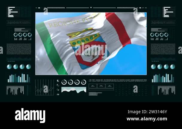 Apulia - Italy informational analysis reports and financial data, infographics display animation ...