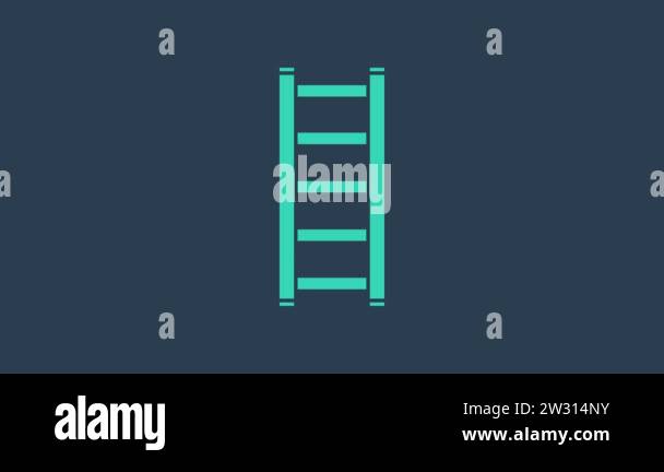Turquoise Fire escape icon isolated on blue background. Pompier ladder ...