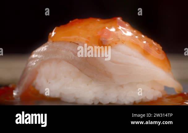 hot spicy cause is dripping from sashimi making the sushi in slow ...