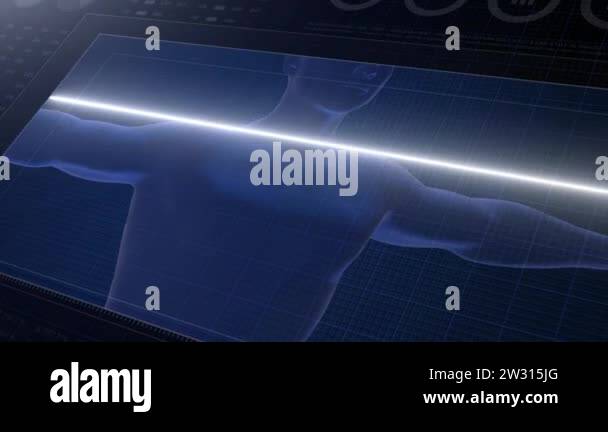 HUD display monitor 3d. Human body scanning on digital medical ...