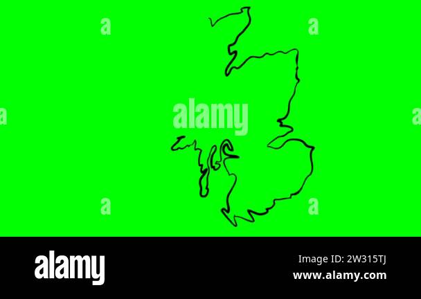 Scotland drawing outline map green screen isolated Stock Video Footage ...