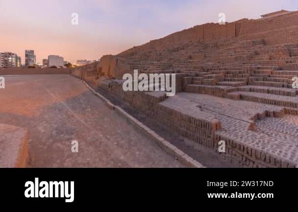 Pyramid of Huaca Pucllana day to night timelapse, pre Inca culture ...