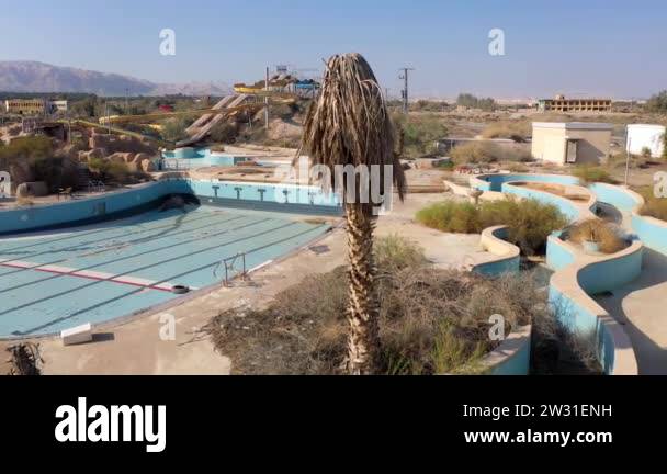 Closed Abandoned water park Aerial view, Dead sea, Israelapocalyptic ...