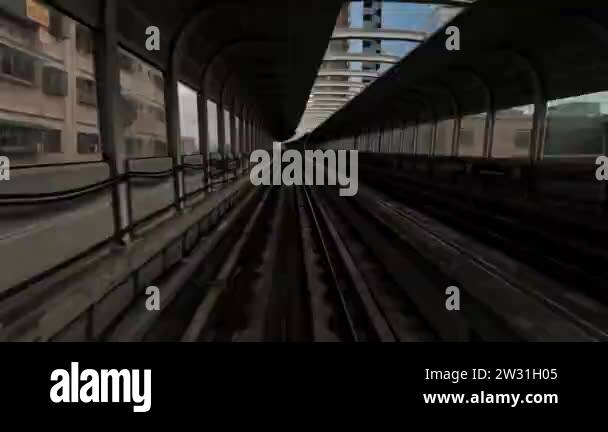 4k, Timelapse point of view of automatic train moving through Taipei ...