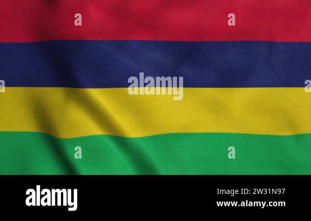Mauritius flag waving in the wind. National flag of Mauritius. Sign of ...