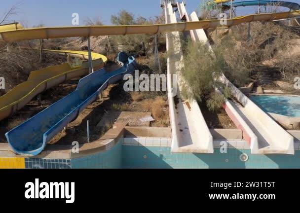 Closed Abandoned water park Aerial view, Dead sea, Israelapocalyptic ...