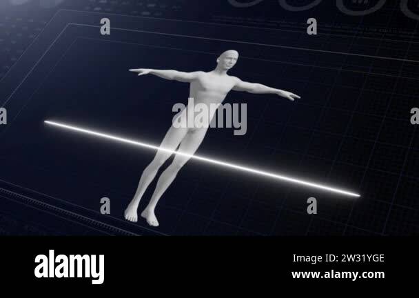 HUD display monitor 3d. Human body scan concept. 4k 3D animation Stock ...