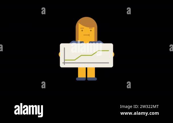 Business woman holding positive and negative business graph. Alpha ...