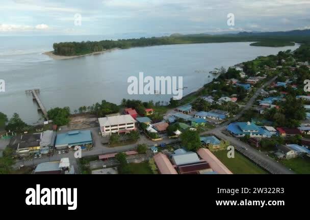 The Sematan Beach and Coastline of the most southern part of Sarawak ...