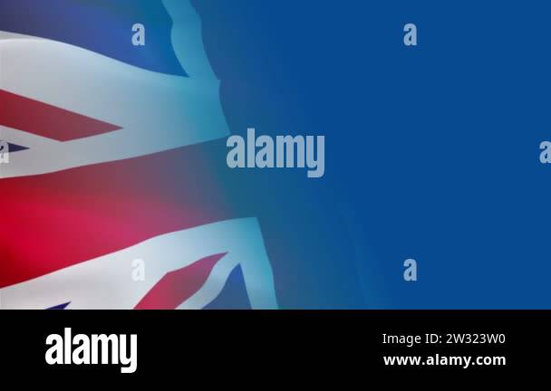 British flag waving in wind video footage Full HD half white background ...