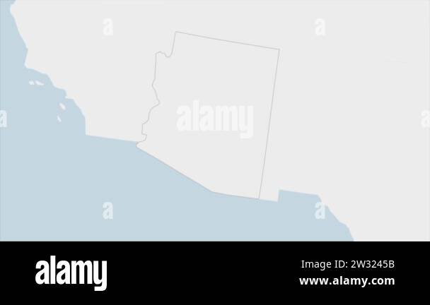 US State Arizona map highlighted in Arizona flag colors and pin of ...