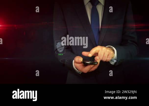 2021 year, new cyber design concept animation. Businessman touch the ...