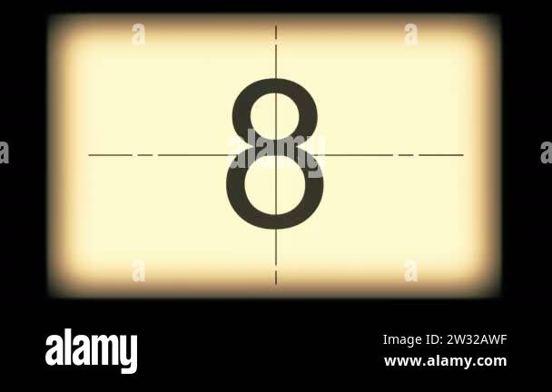 Monochrome universal countdown film leader. Countdown clock from 10 to ...