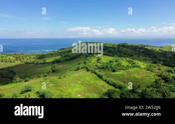 Lighthouse on a tropical island, top view. Basot Island, Caramoan ...