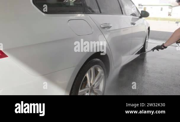 Slow Motion Video of a Car Washing Process on a Self-Service Car Wash ...
