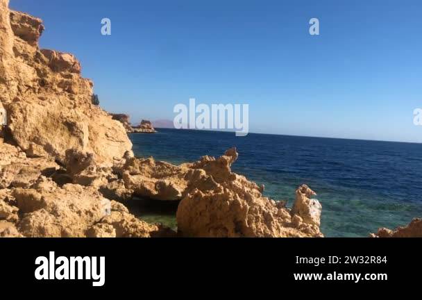 Egypt, Red Sea, Rocks and Blue Sea Sharm El Sheikh, Lagoon Bay Beach in ...