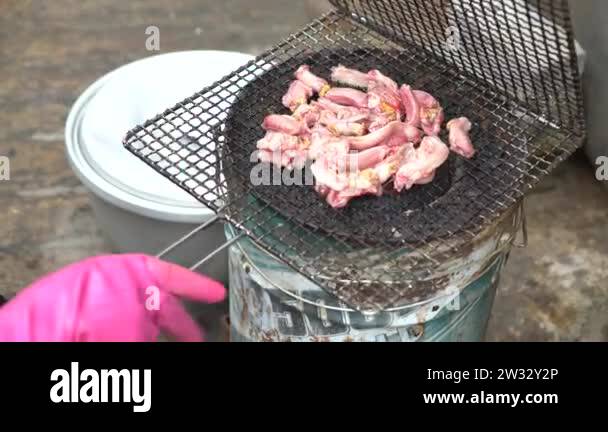 4K South Korean restaurant prepping inshore hagfish for grilling, after ...