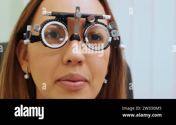 Eyesight check. Eye check equipment. Poor eyesight. Medical equipment ...