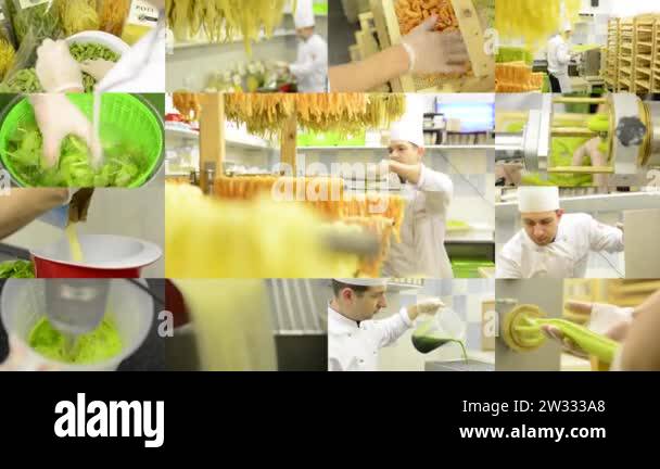 4K montage (compilation) - production of pasta (professional) - entire ...