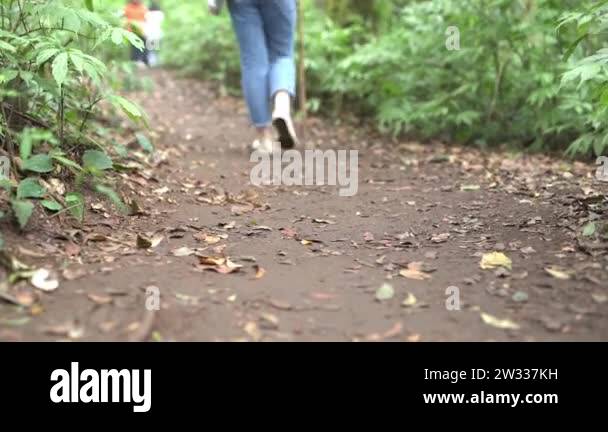 4k VDO solo woman traveler and outdoor activity with backside of woman ...