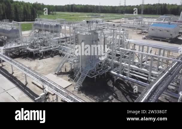 Oil industry. Russian oil field in Siberia. Oil refinery and ...