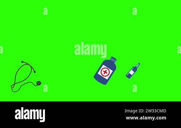 medical tools set animation on green screen chroma key, graphic source ...
