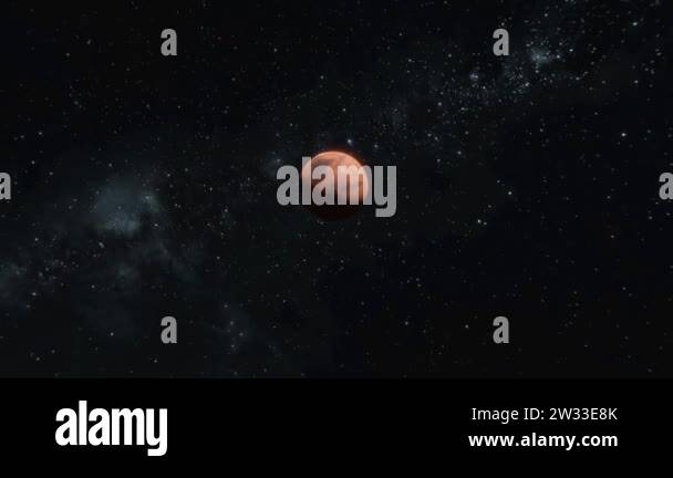 Tracking in Mars red planet. Flying trough the space passing by the ...