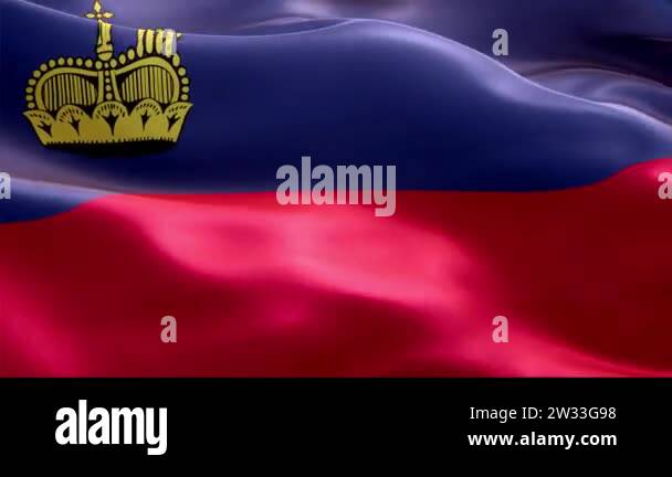 Flag of Liechtenstein waving in the wind. 4K High Resolution Full HD ...