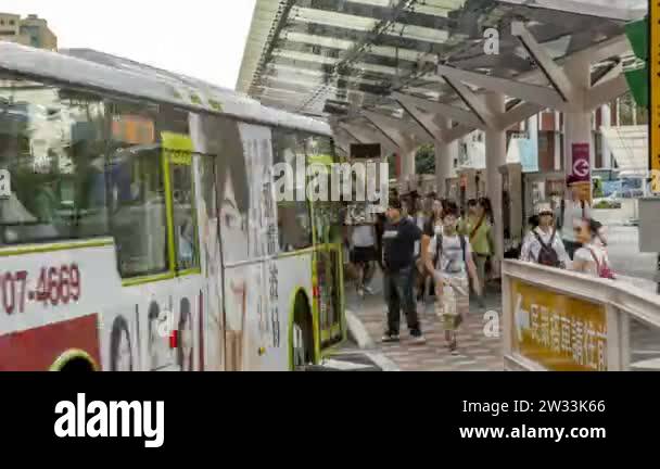 Taipei, Taiwan-08 August, 2017: Hyperlapse of crowd pedestrian in queue ...