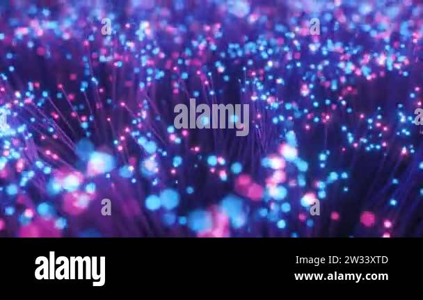 Fiber optic wires with flashing signals. Digital data transmission via ...